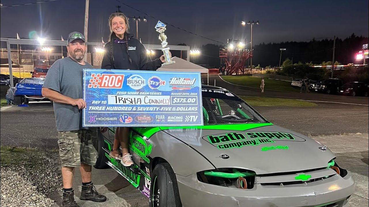 Corey Edelman gets schooled by Trisha Connolly at Holland Speedway ...
