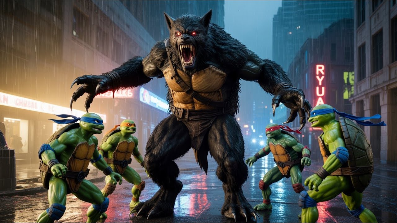 Ninja Turtles TAKE DOWN Giant Werewolf Monster in EPIC Battle - YouTube