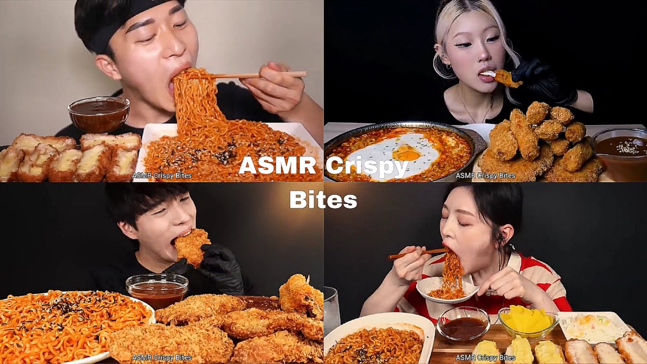ASMR Spicy Noodles + Crispy Foods Compilation | No Talking | Mukbang ...