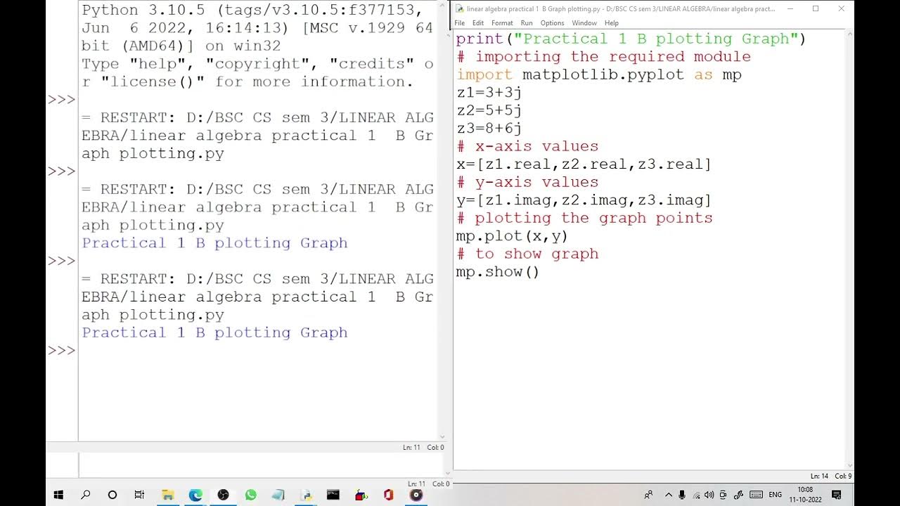 Linear algebra using python practical 1B plotting a graph |Sem 3| BSC CS | Mumbai university ...