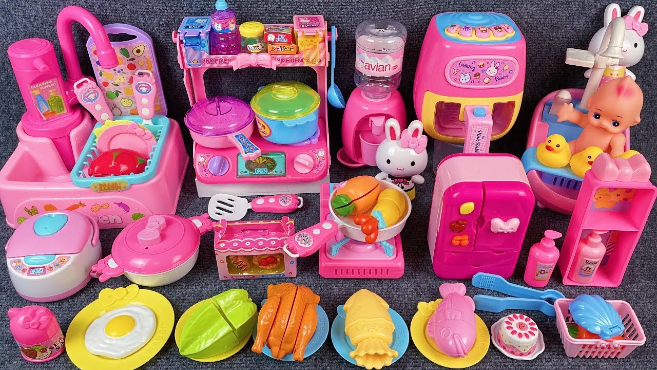 9 Minutes Satisfying with Unboxing Pink Refrigerator Play Set Review ...