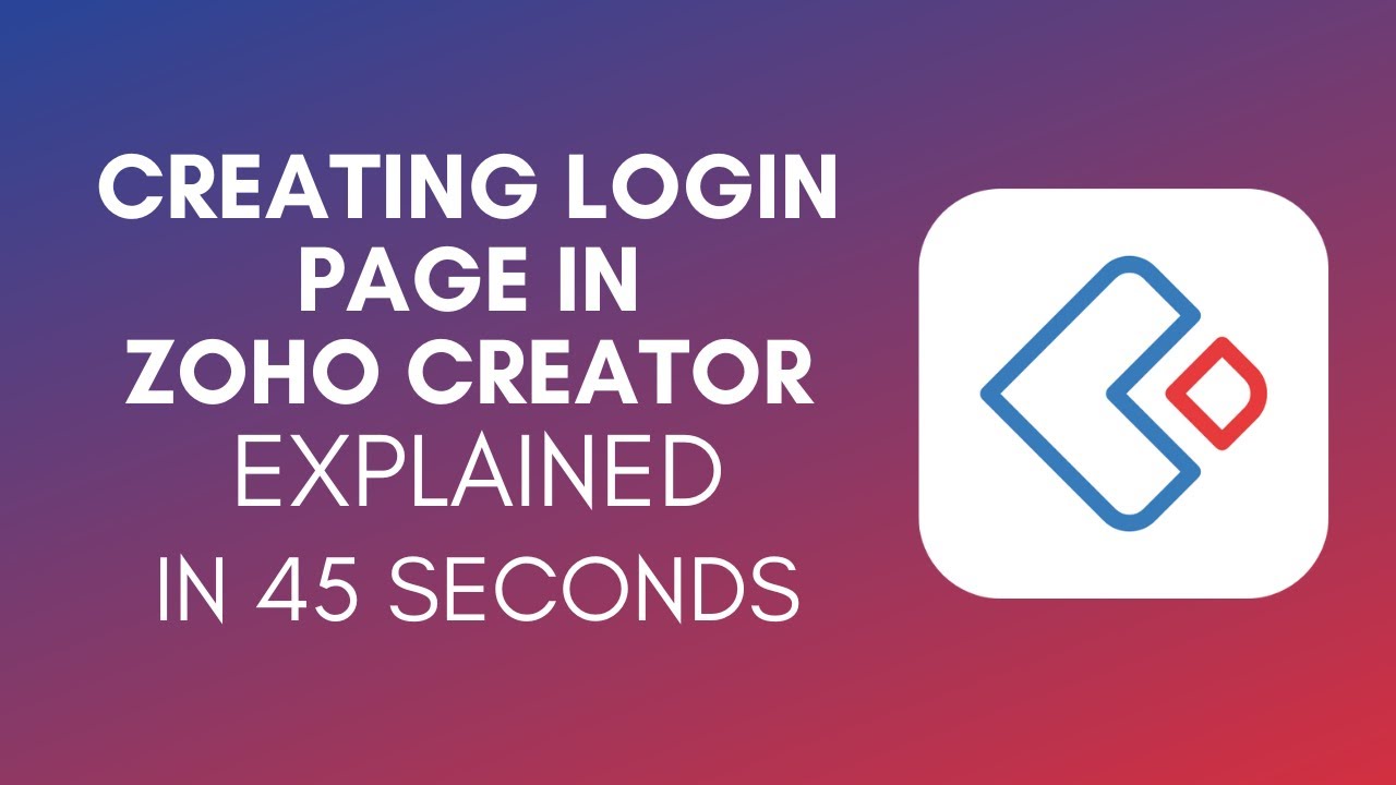How To Create Login Page In Zoho Creator (2025) - YouTube