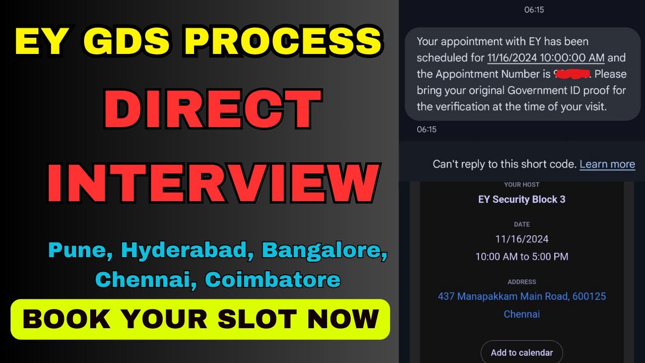 Book Your Direct Interview Slot | EY GDS PROCESS | EY Started Sending ...