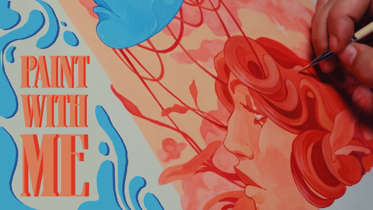 Paint With Me Gouache Painting Process Illustration - YouTube