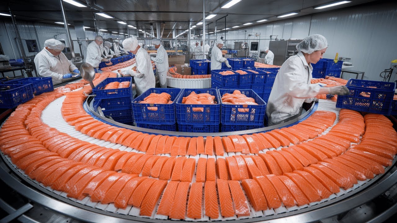 Amazing Process of Making Salmon Fillet in a Factory | Salmon ...