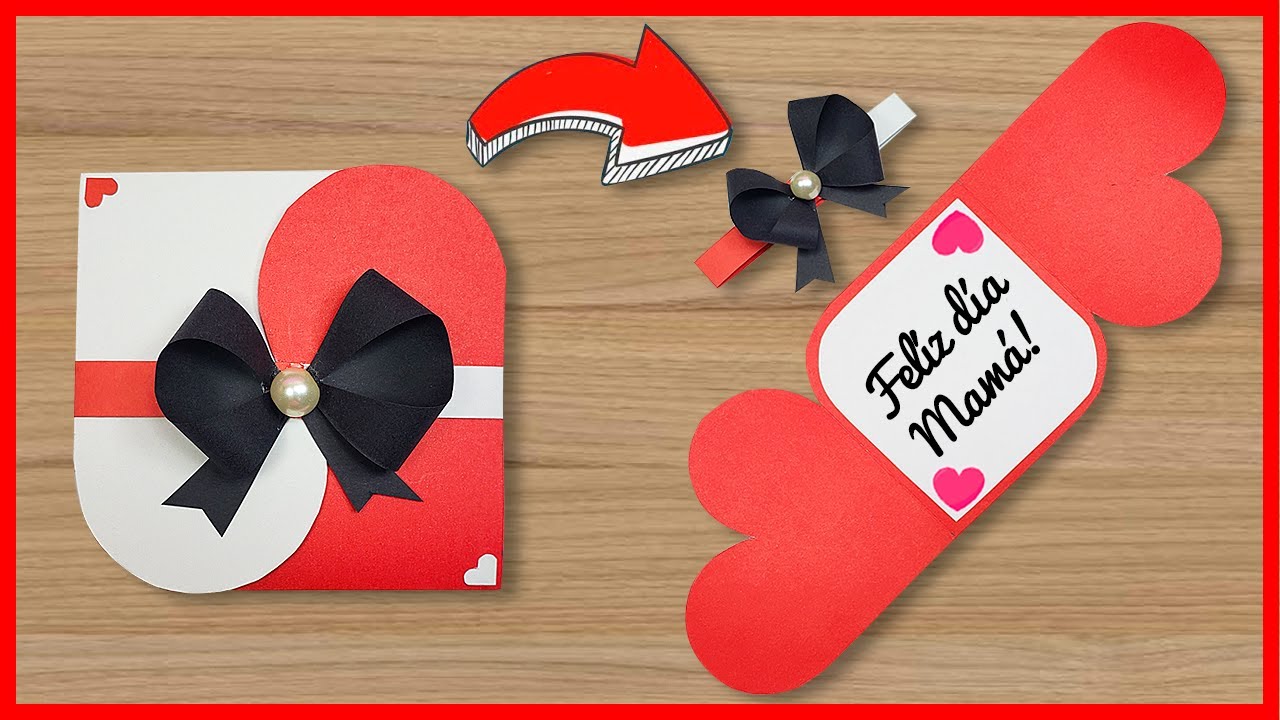 💖Tarjeta corazón para el día de la madre/mujer 🎀 Mother's Day Card Easy ...