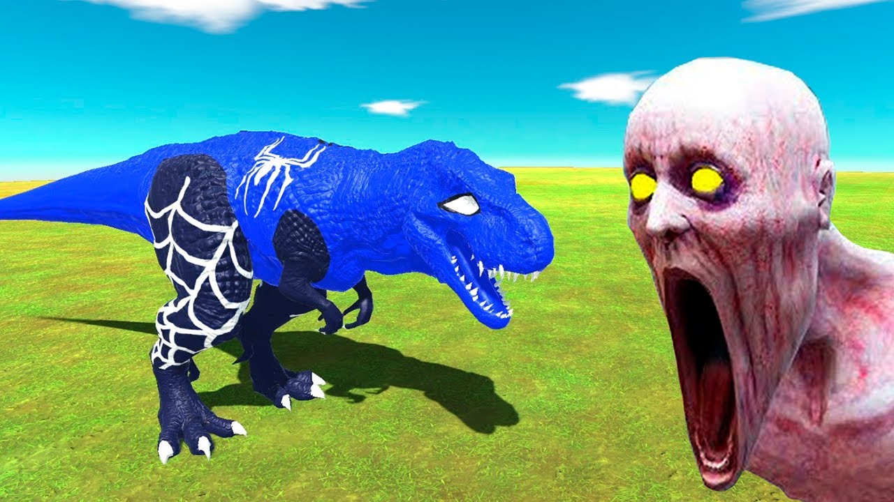 BLUE SPIDER-MAN T REX VS THE SHY GUY (SCP-096) - ANIMAL REVOLT BATTLE ...