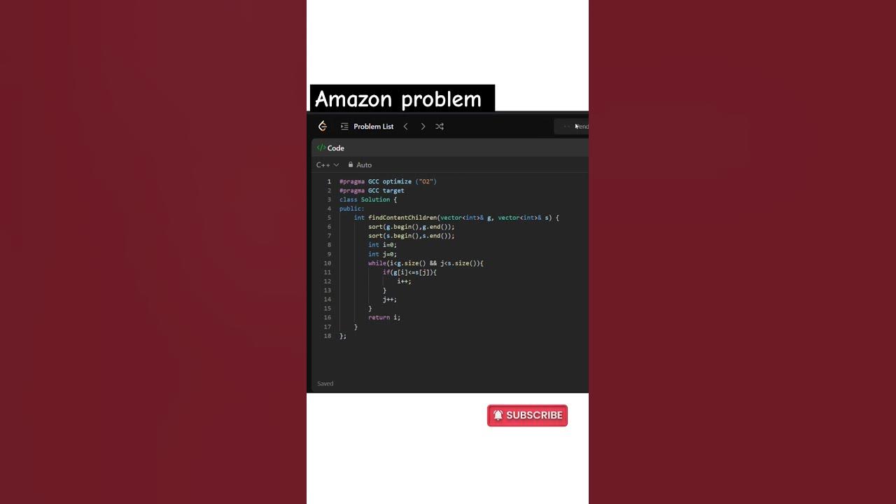 Leetcode Problem 455 Assign Cookies Coder Cpp Programming Leetcode Amazon Microsoft 