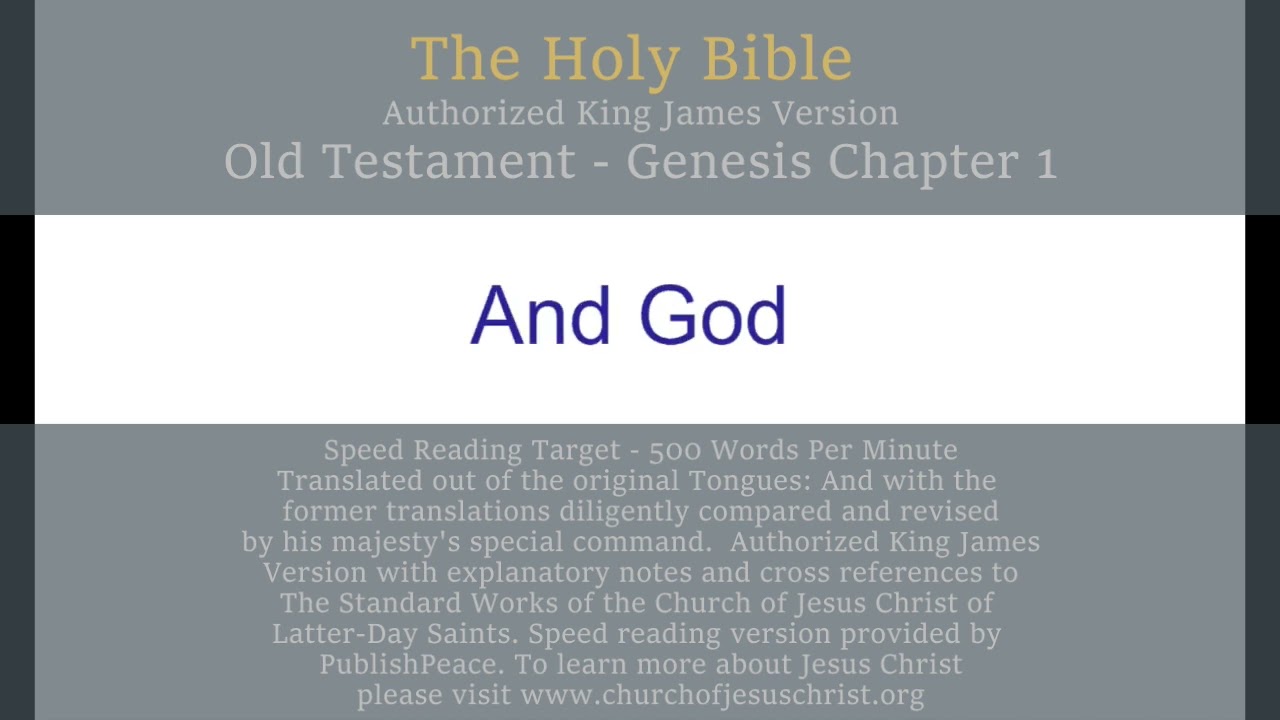 LDS OT Gen 1 - King James Bible, Old Testament, Genesis Chapter 1 - YouTube