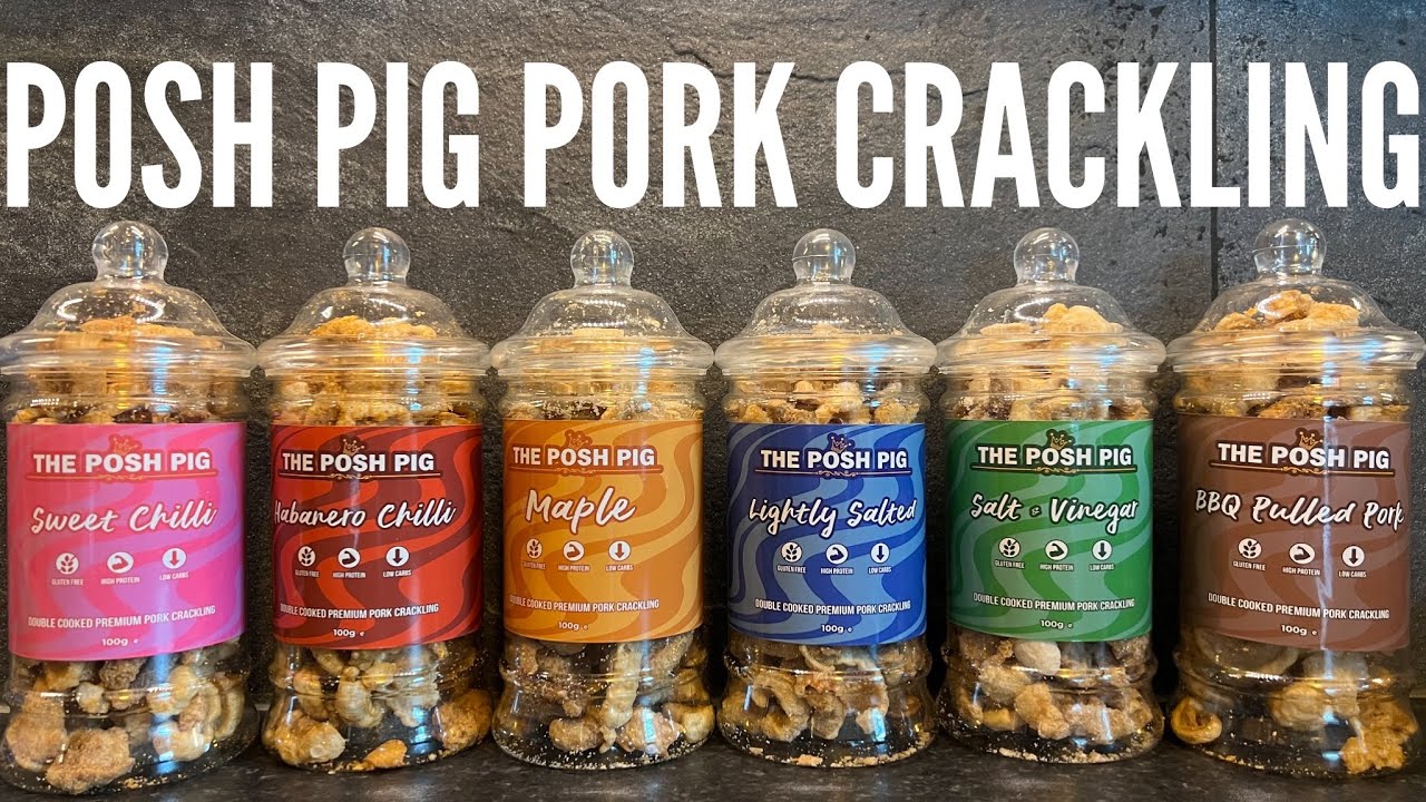 The Posh Pig Premium Pork Crackling 6 Different Flavours Jar Review ...