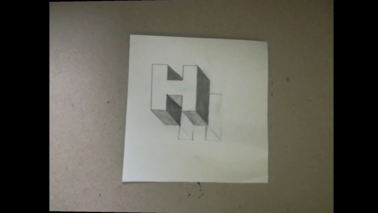 How To Draw 3D H, 3D Me H Letter Kaise Nikale, 3D Drawings - YouTube
