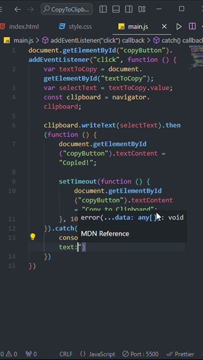 Create A Copy To Clipboard Button Using Html Css And Javascript Javascript Tutorial