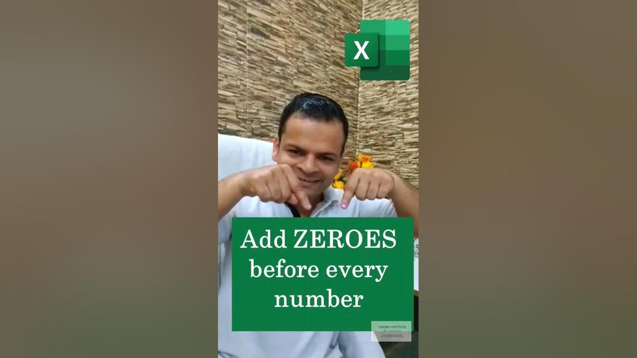 Add zeroes before every number #excel #vikominstitute #zeroes - YouTube