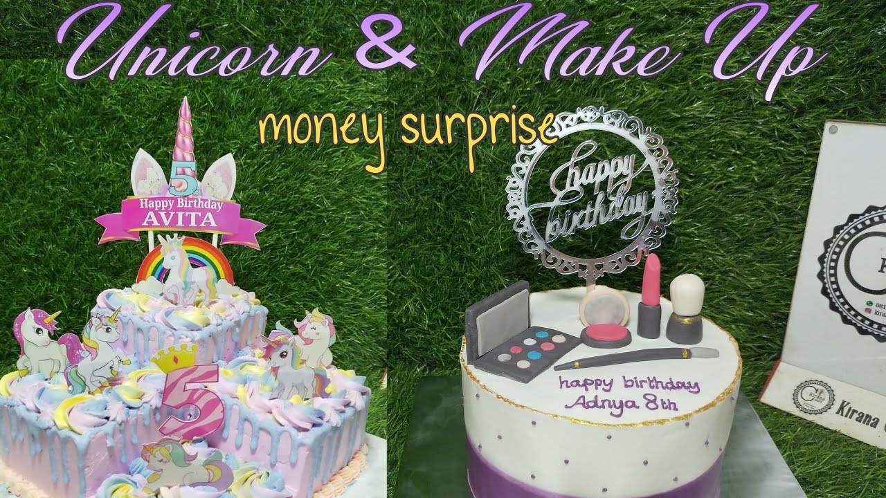Money Cake Tema Unicorn dan Make Up - YouTube