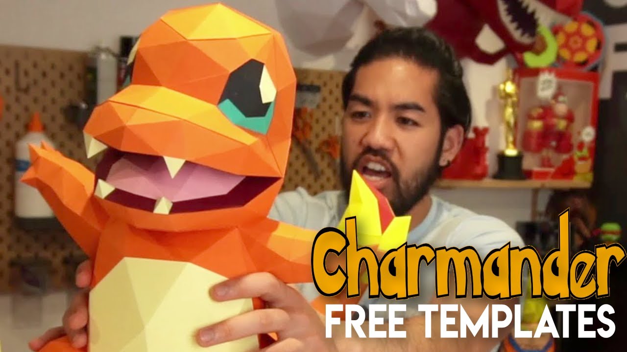 Papercraft POKEMON - Building Charmander out of paper ! Free tutorial ...