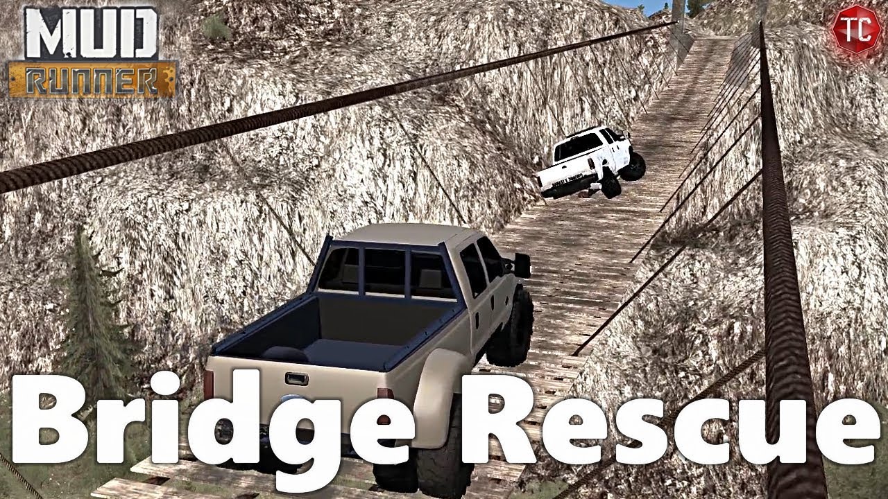 SpinTires MudRunner: NEW MAP! Dangerous Roads 2 - BRIDGE RESCUE! - YouTube