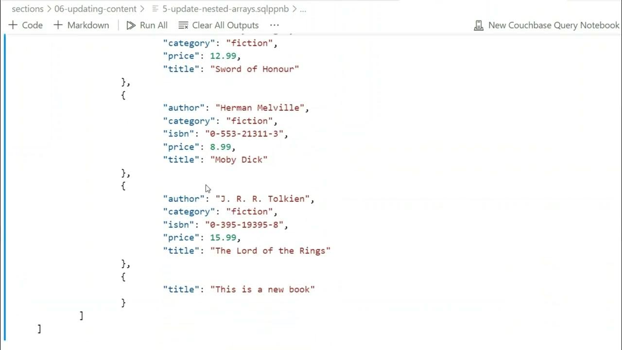 UPDATE Nested Arrays in Couchbase, with SQL++ - YouTube