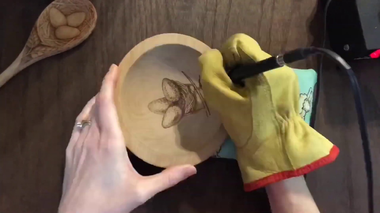 Pyrography Art: Nest Woodburning Art on Birch Bowl Recreated First ...