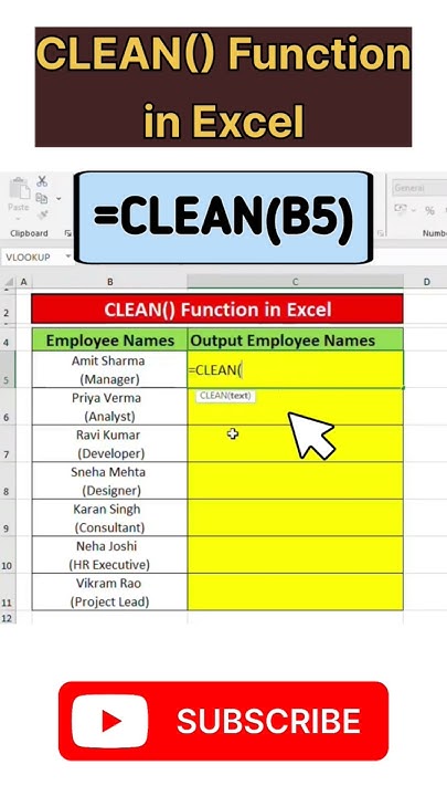 CLEAN() Function in Excel#Excel CLEAN() Formula#Excel#excelformula#exceltutorial#shorts#viral# ...