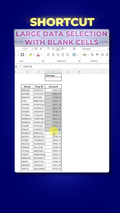Excel shortcut to select large data sets fast without scrolling. Top 2 excel shortcuts - YouTube