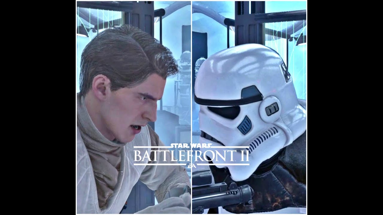 A Rebel and Stormtrooper Watch the Star Wars Battlefront 2 Starfighter ...