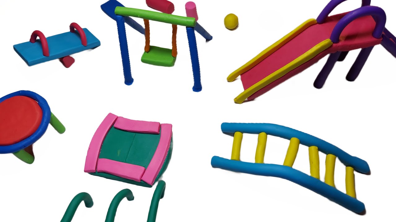 DIY How to Make Miniature Polymer Clay Playground Set with Swing ...