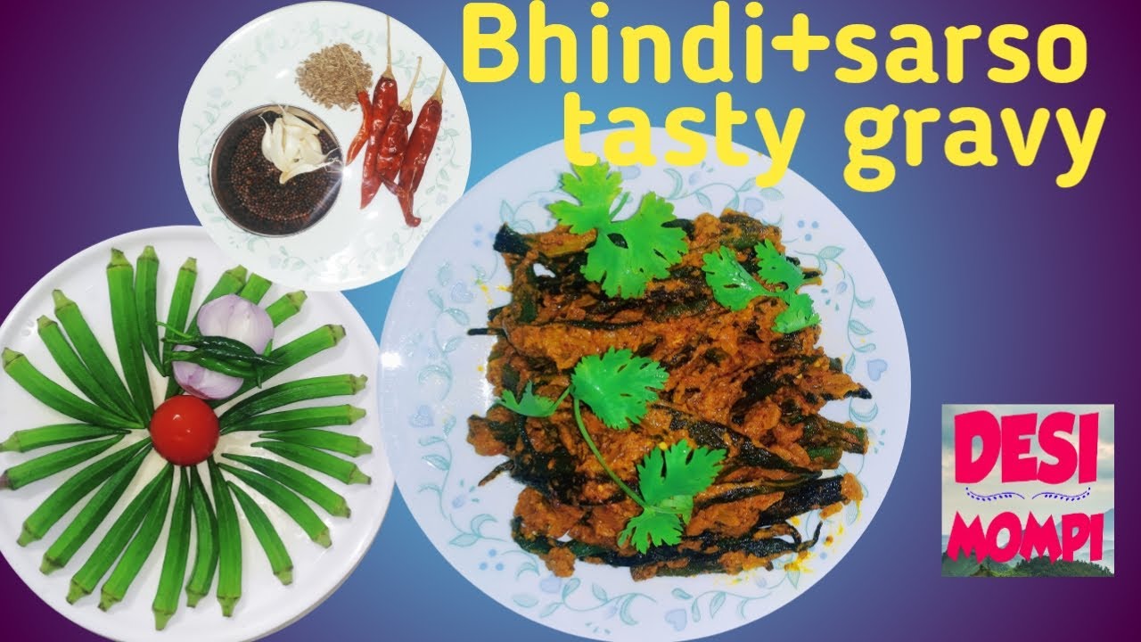 Making bhindi sarso yummy gravy village style - YouTube