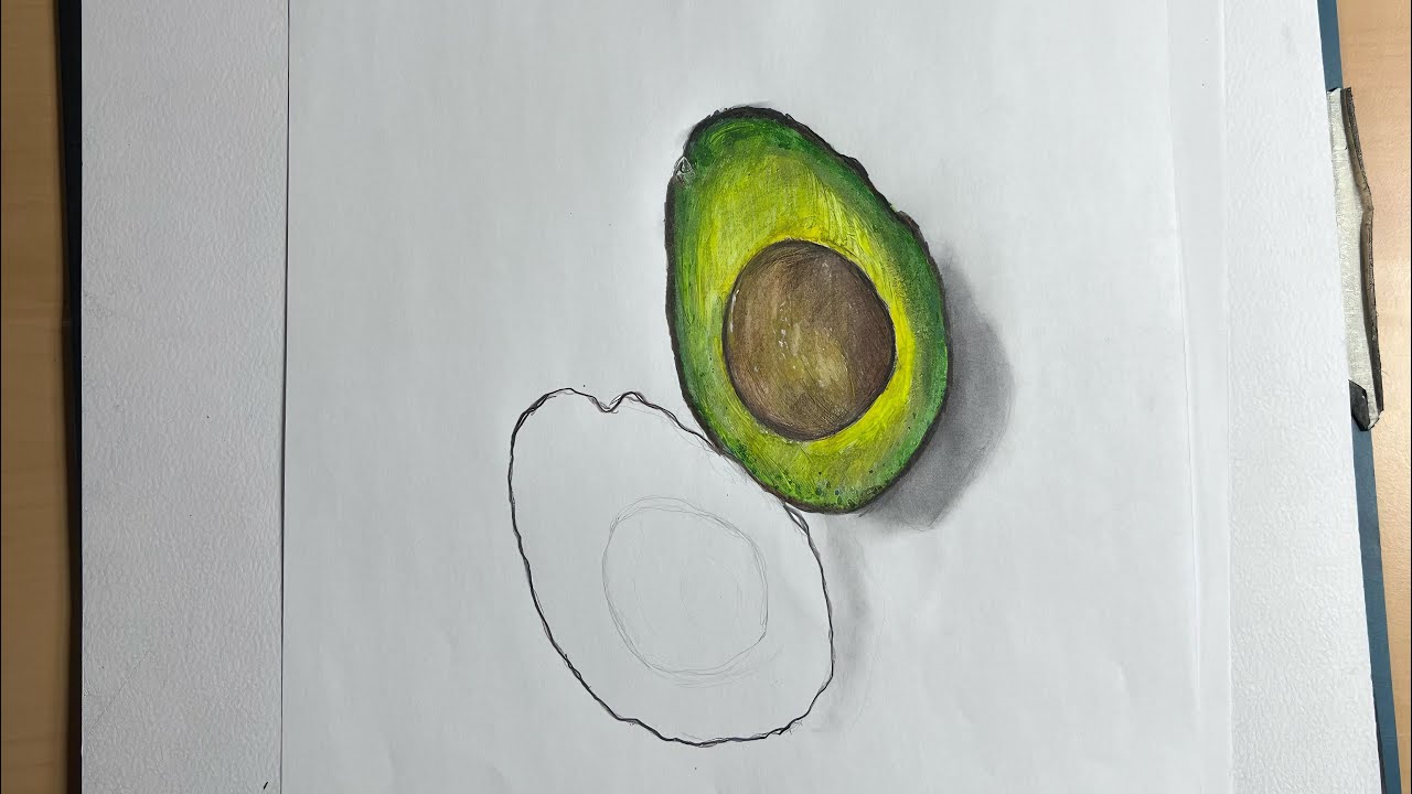 Realistic drawing tutorial 🥑 #avocado #tutorial - YouTube