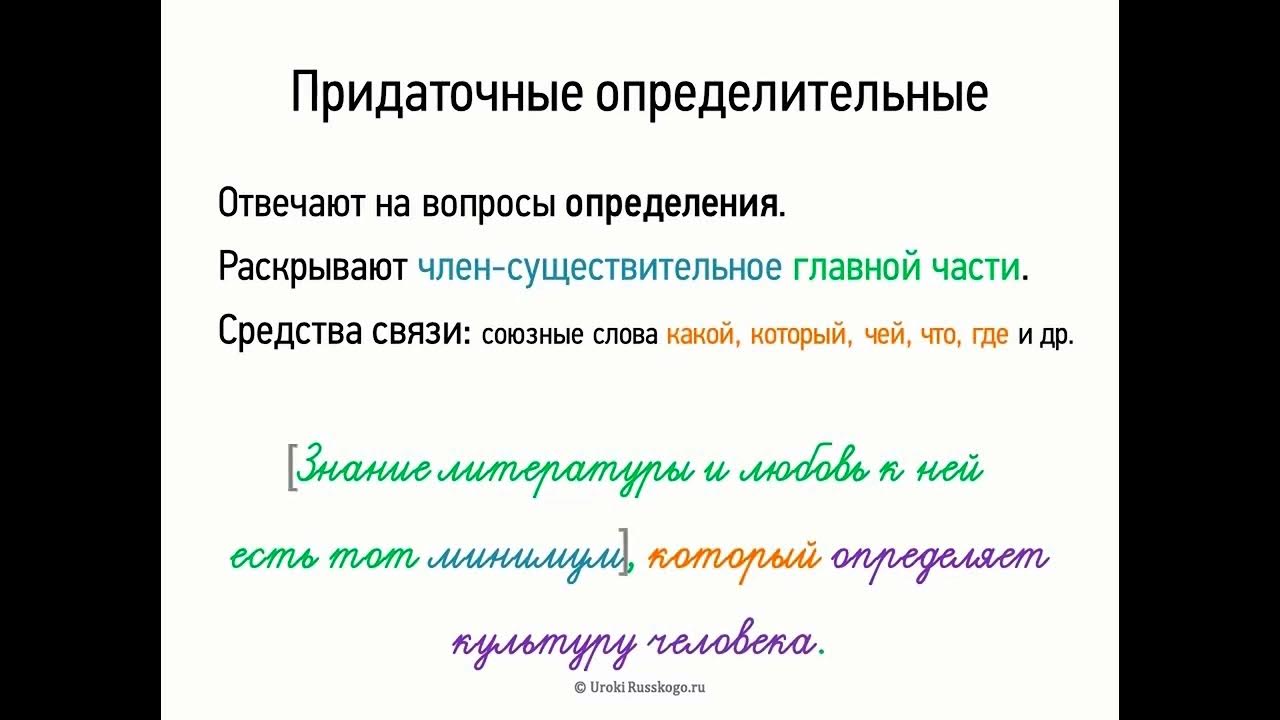 Придаточные определительные 9 класс видеоурок презентация Youtube