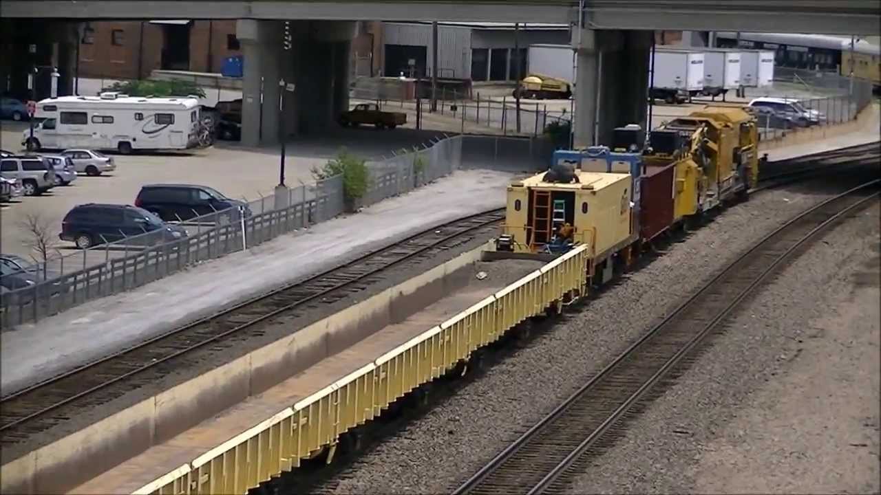 Grex and Loram equipment, WB NS #2767, WB UP #5548 at KCUS 6/8/13 - YouTube