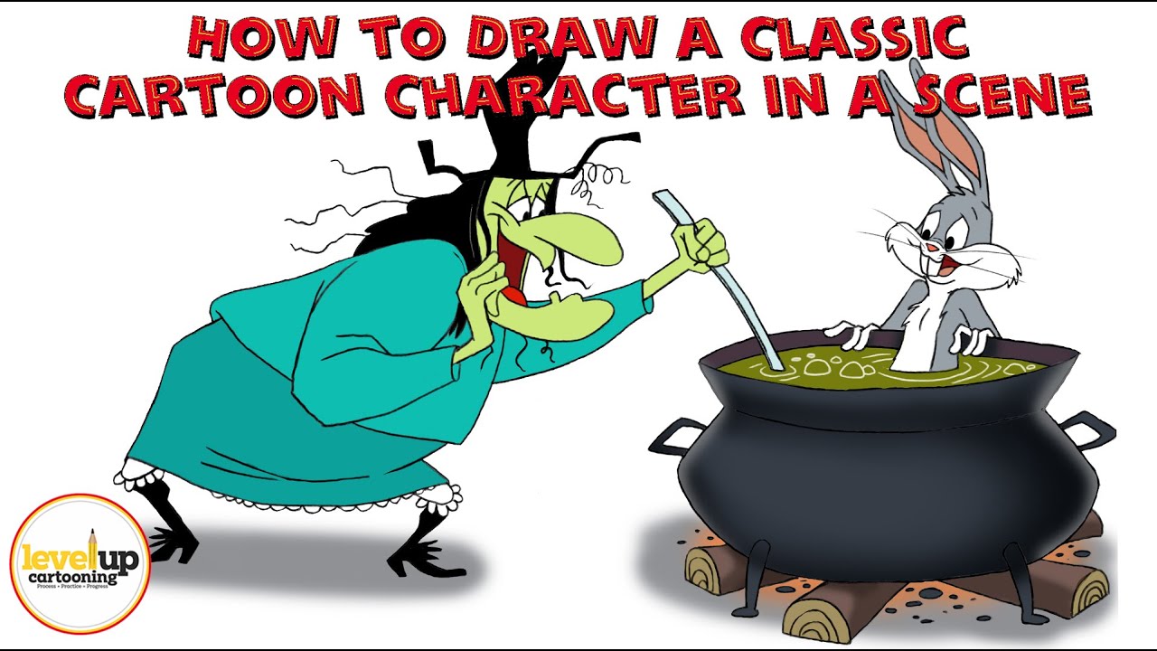 How to Draw a Classic Cartoon Character in a Scene - YouTube