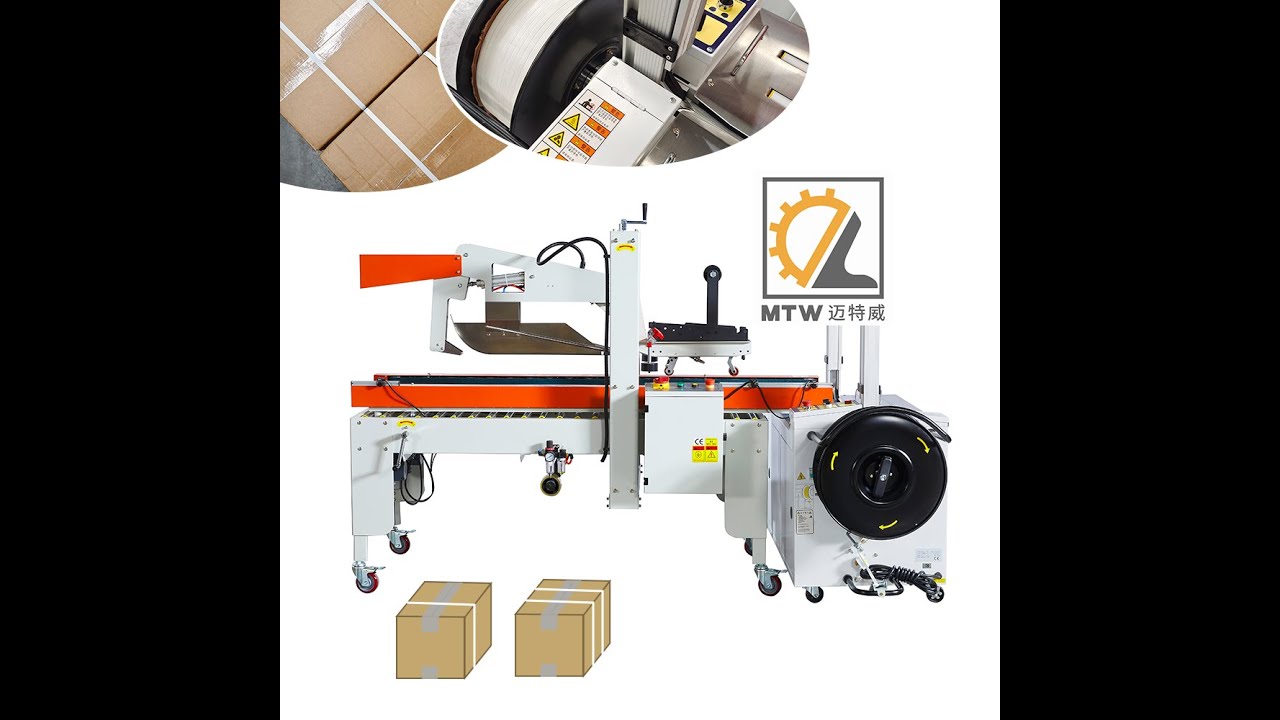MTW Carton top & bottom sealing machine and bundling machine - YouTube