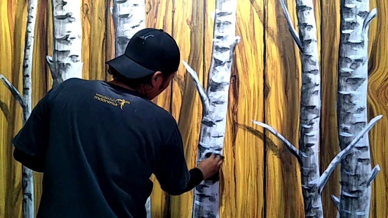 Buat Dinding Motif Serat Kayu dan Pohon Birch !! Wood grain and birch ...