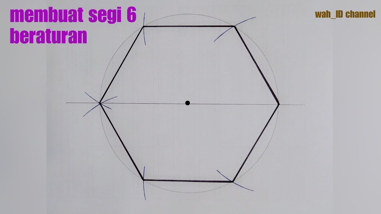 cara membuat "SEGI ENAM" beraturan/HEXAGON dengan menggunakan jangka ...
