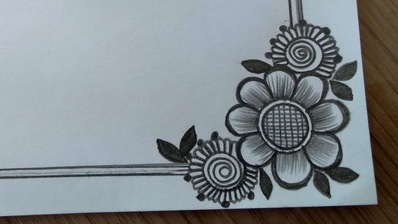 Easy Boder Design for Project | Easy corner Drawing Tutorial For ...
