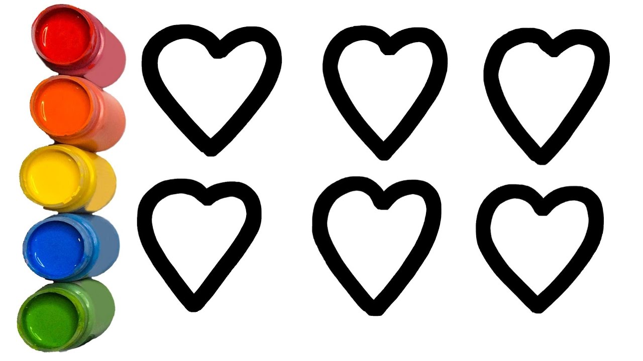 Learn the Colors with HEARTS🧡💚💙💜HEARTS coloring and drawing step by ...