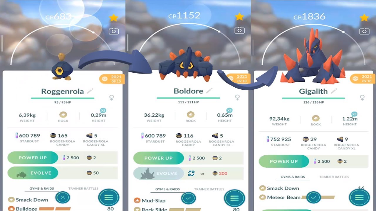 Pokemon GO: Evolving ROGGENROLA to GIGALITH with Meteor Beam [Community ...