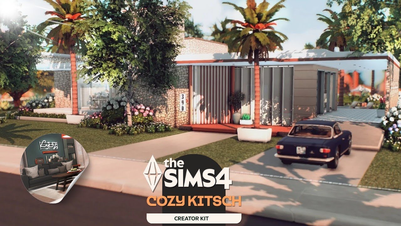 The Sims 4 Cozy Kitsch - Mid Century Modern Home - Relaxing Speed Build ...