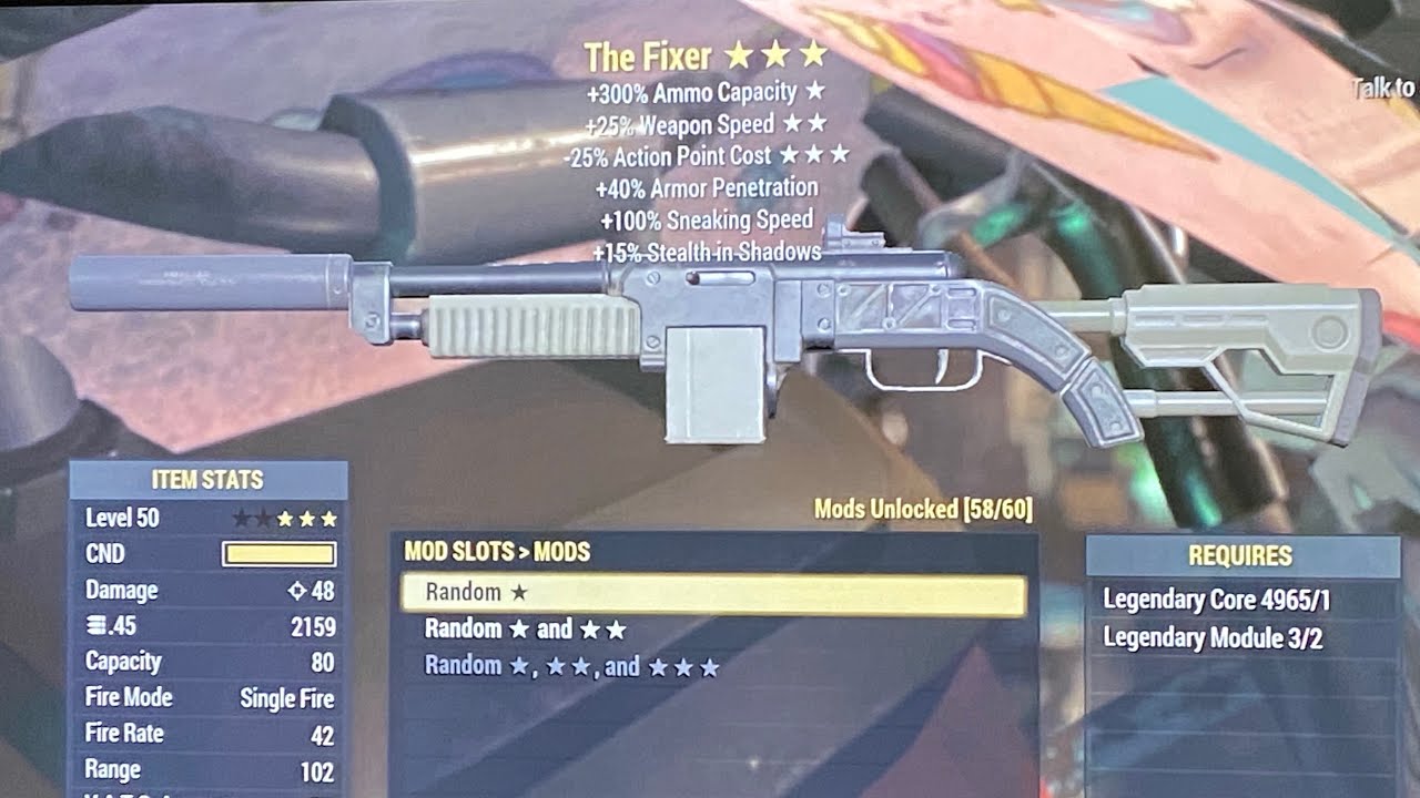 Fallout 76 rolling a god roll fixer quad 25ap 25speed best gun in the ...