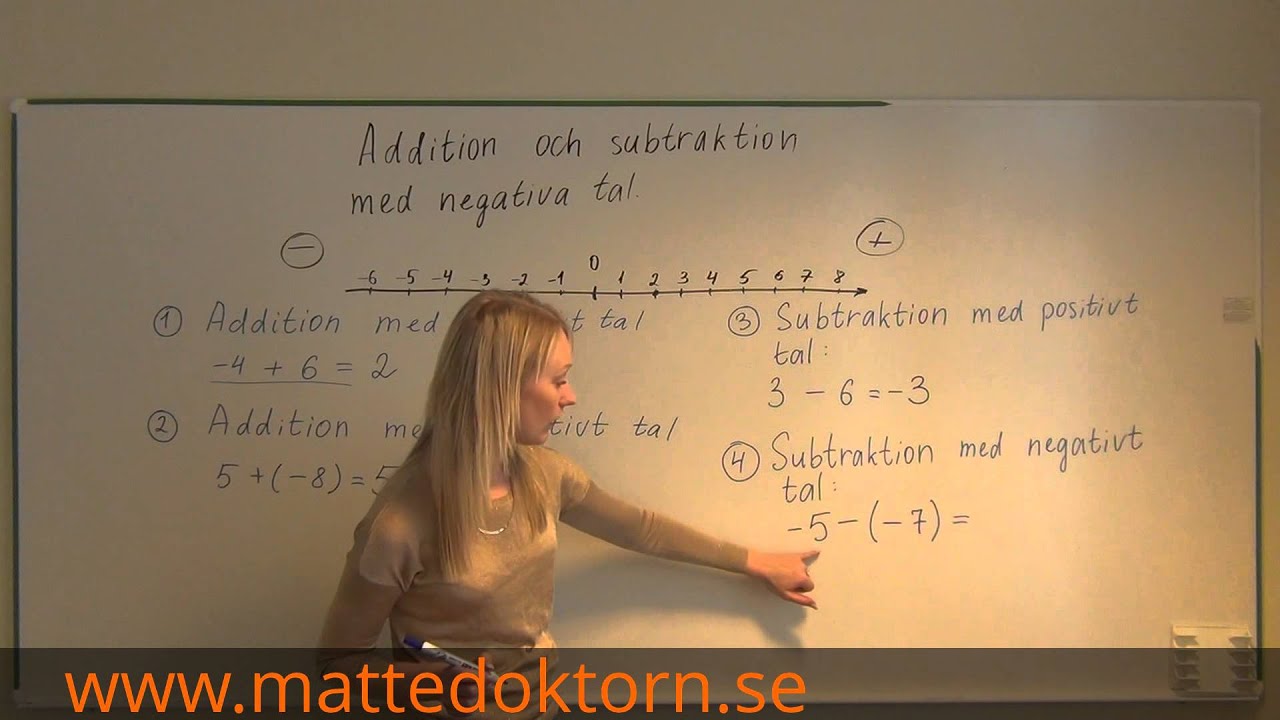 Addition och subtraktion med negativa tal - YouTube