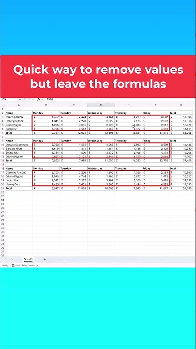 Delete values only but keep the formulas #shorts - YouTube