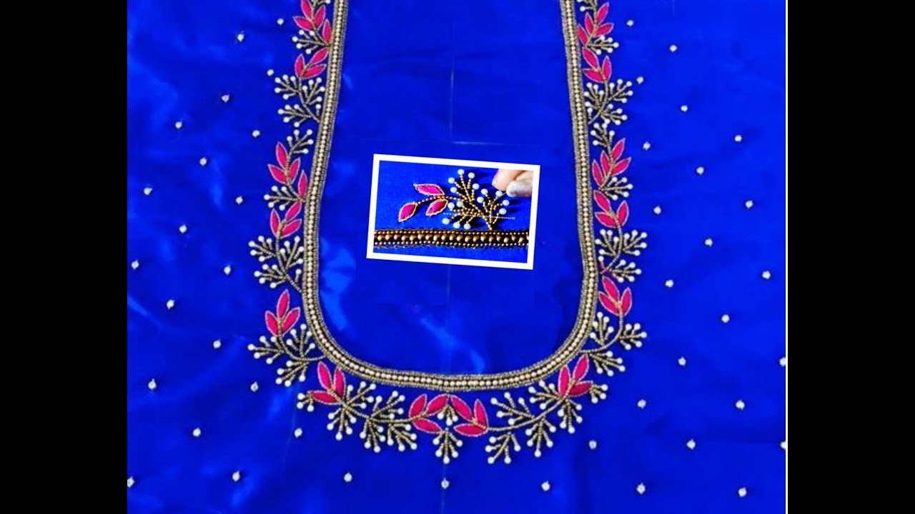 Most Adorable Beads Pearl Thread Work Design with Normal Stitching ...