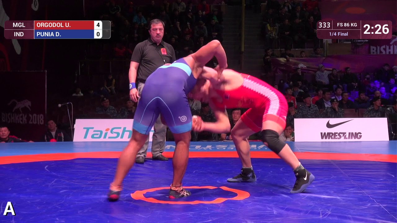 1/4 FS - 86 kg: U. ORGODOL (MGL) v. D. PUNIA (IND) - YouTube