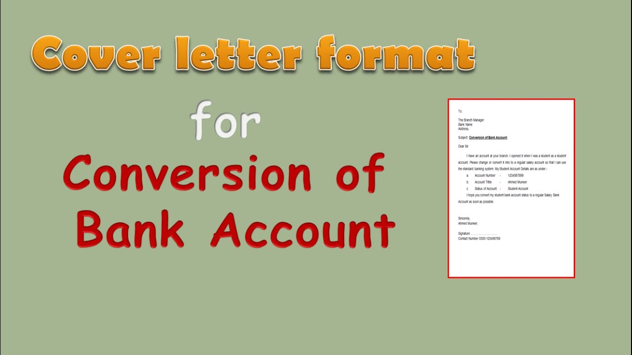 Request Letter for Conversion of Bank Account | Letter template for ...