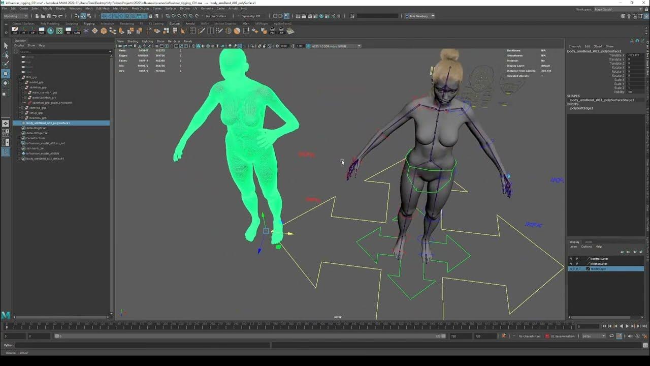 Creating a Blendshape with a Set Driven Key for Better Joint Deformation in Maya - YouTube
