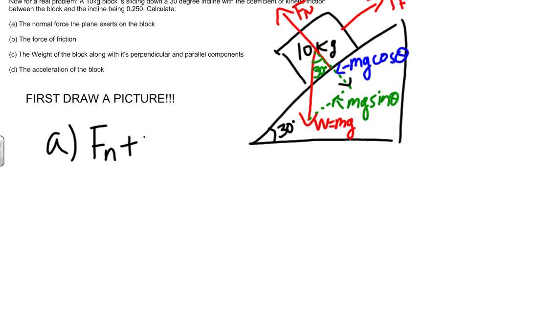 Cortland Physics: Block Sliding Down an Incline with Friction - YouTube
