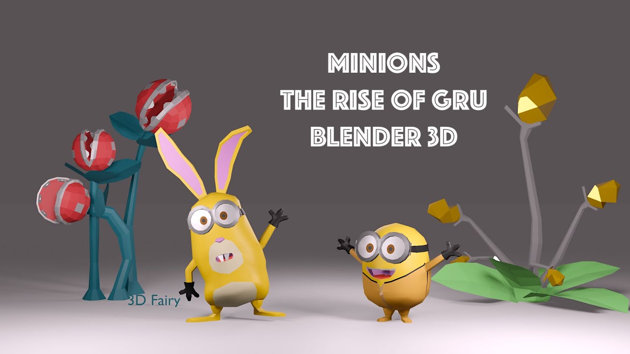 Blender 3D Modeling Minions Rabbit Low Poly (Minions 2 The Rise of Gru ...