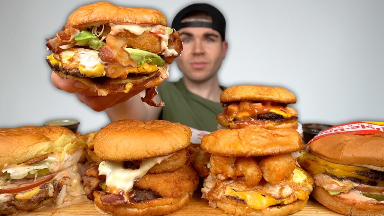 huge BURGER MUKBANG | Eating Subscribers FAVORITE Burgers (Round 1 ...