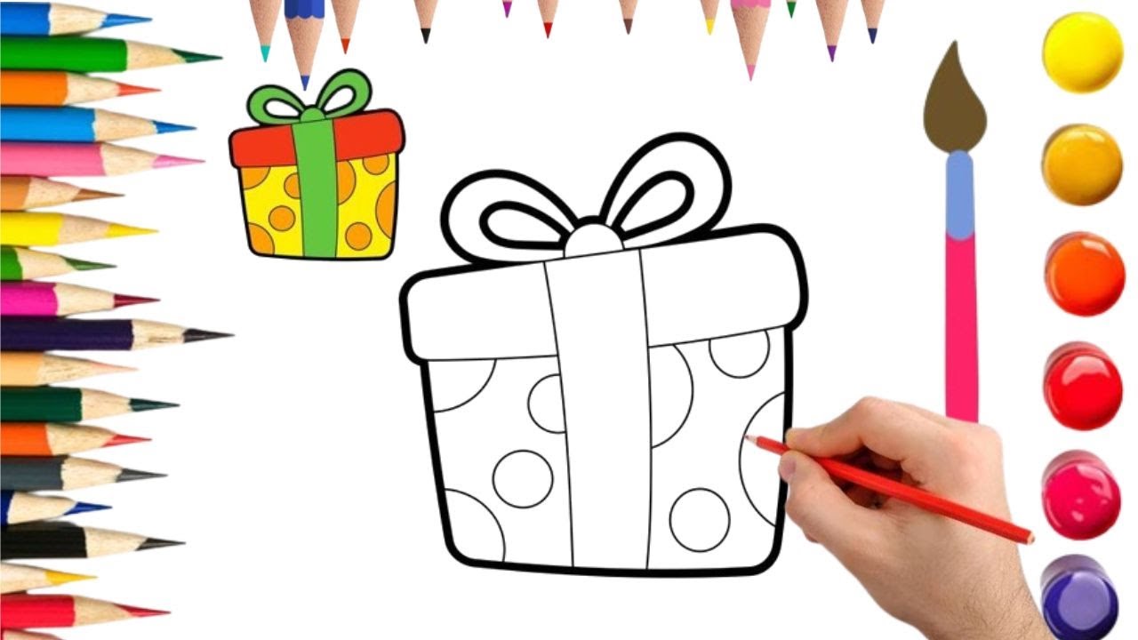 How To Draw Cute Gift Box 🎁 // Drawing, Painting & Coloring For Kids ...