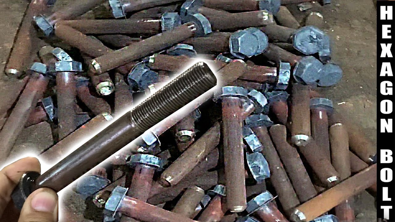 Hexagon Bolt Making Machine with Rusty Iron Rods #hexboltmanufacturing ...